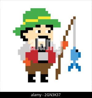 Fish Pixel art sur fond blanc. Illustration pixel art Photo Stock - Alamy