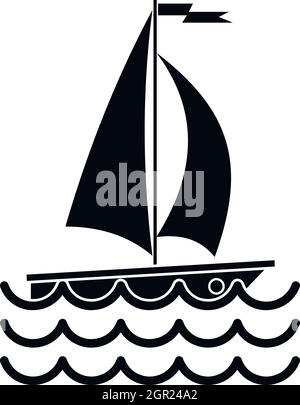Icône vecteur noir simple de bateau ou de yacht. Symbole de glyphe de ...