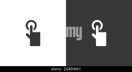 Cliquer ou appuyer sur le pictogramme du bouton. Main noire avec bouton ...