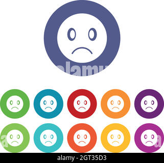 Triste, désolé cartoon vector set visage emoji. malheureux, pleurer, en ...