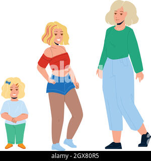 Cycle de la femme vecteur de vie dessin animé illustration du contour ...