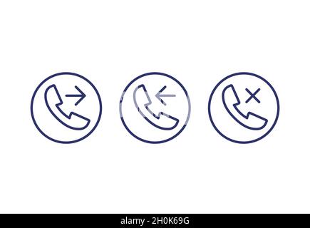 icônes d'appel téléphonique, d'appel entrant, d'appel sortant et d ...