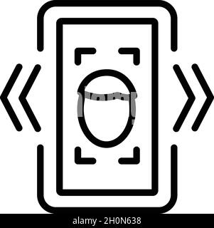 Reconnaissance faciale en réalité augmentée icône en glyphe noir ...