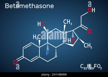 Betamethasone, molécule.Il s'agit d'un corticostéroïde synthétique ...