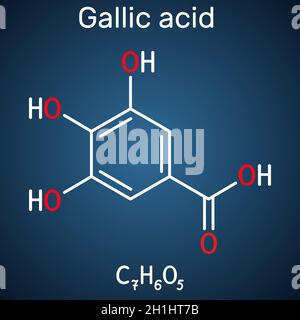 L'acide gallique, molécule d'acide trihydroxybenzoïque, est l'acide ...
