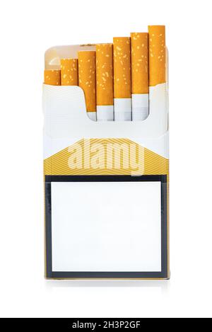 Cigarettes par paquet. Filtre jaune. Atteinte à la santé. Mauvaise ...