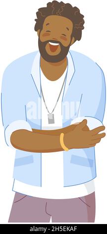 Rigoler les gens.Rire stand homme et femme, adulte rire, personnage ...