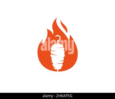 Résumé créatif Kebab Meat Fire logo Design symbole Illustration ...