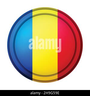 Boule lumineuse en verre avec drapeau de Roumanie. Sphère ronde, icône ...