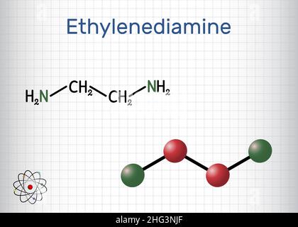 Molécule d'éthylènediamine C2H8N2.Il s'agit d'amine de base, de ...