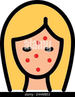 Icône de couleur de ligne symptômes d'allergie. Éruption cutanée ...