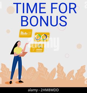 Légende de texte présentant le temps de bonus. Approche d'affaires une ...