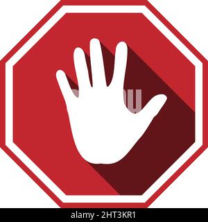 Panneau stop main rouge vector illustration Image Vectorielle Stock - Alamy
