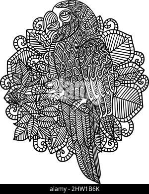 Parrot Mandala coloriage pages pour adultes Image Vectorielle Stock - Alamy