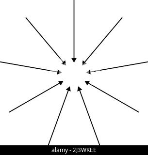 Flèches, pointeurs vers l'intérieur. Collecter, mélanger, rassembler ...