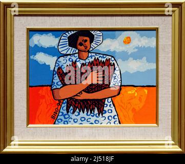 Toile sérigraphie de Candido Bido, typique de son style avec de la ...