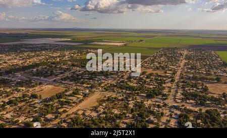 Vue aérienne de la ville de Marte R Gómez ou aussi appelé Tobarito, est ...