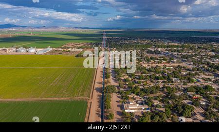 Vue aérienne de la ville de Marte R Gómez ou aussi appelé Tobarito, est ...