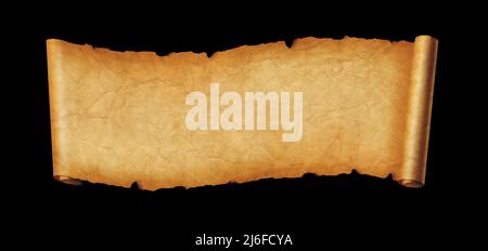 Ancienne banderole horizontale papier.Rouleau parchemin isolé sur fond ...