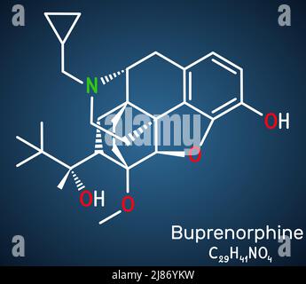 Molécule d'alcaloïde de buprénorphine morphinane. Il est semi ...