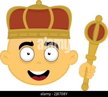 King Emoticon Emoji visage or Crown icône de dessin animé Image ...