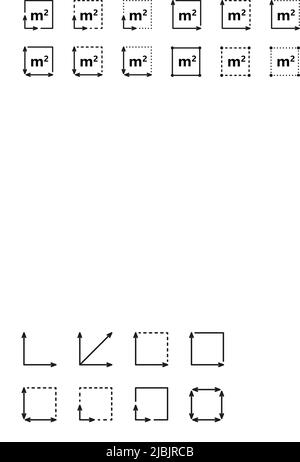 Icône de zone carrée. Signe des axes de coordonnées. Système de ...