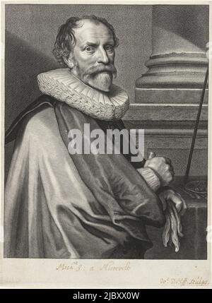Portrait du peintre Michiel Jansz. Van Mierevelt, debout à mi-hauteur ...