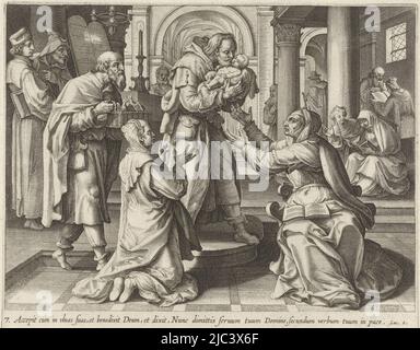 Présentation dans le temple, Adriaen Collaert, d'après Jacques de BIE, d'après Maerten de vos, c ...