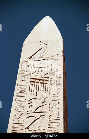 De véritables hiéroglyphes égyptiens anciens gravés dans un mur de ...