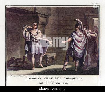 Le général romain, Gaius Marcius Coriolanus, banni de Rome, offre ses ...