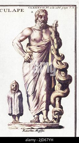 Asclépios (Esculape) et Romain dieu grec de la guérison, fils d'Apollon ...