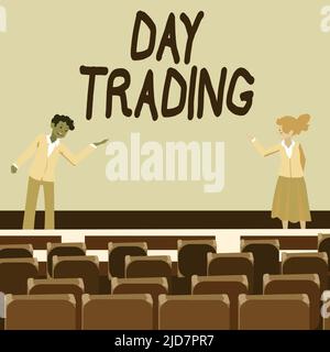 Signe d'écriture à la main Day Trading. Titres conceptuels de photo ...