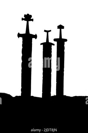 Le monument 'Sverd i stein' (épées dans la roche) de Fritz Røed, montre ...