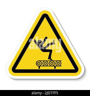 Panneau de symbole de risque de chute du convoyeur isoler sur fond ...