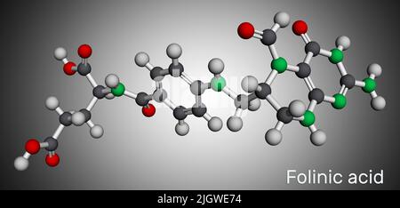Acide folinique, molécule de leucovorine. C'est un analogue de la ...
