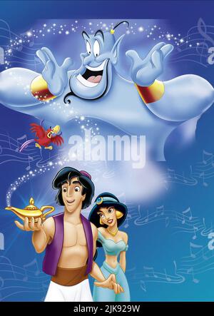 Le GÉNIE, Iago, ALADDIN, princesse Jasmine, ALADDIN, 1992 Photo Stock ...