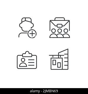Collection d'icônes de ligne de recrutement. Processus d'embauche ...
