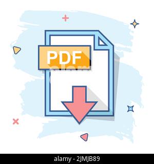 Icône de dessin animé PDF en style de bande dessinée. Documenter le ...