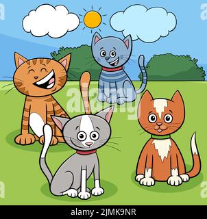 Cartoon Illustration de chats ou Chatons heureux pour groupe ou page à ...