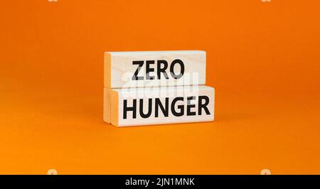 Symbole de faim zéro. Concept mots faim zéro sur des blocs de bois sur ...