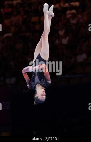 Munchen, Allemagne, 14 août 2022, Jessica Gadirova (GBR) (L) fête avec ...