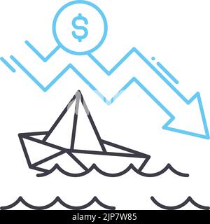 La faillite d'entreprise concept , icône contour linéaire, signe, fine ...