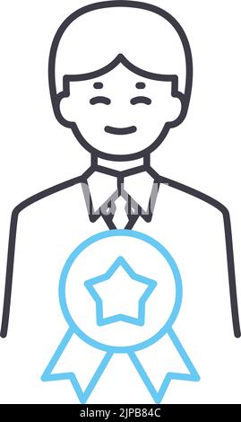 icône de ligne d'exigence du client, symbole de contour, illustration ...