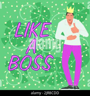 Légende de texte présentant comme Un patron, vitrine d'affaires agir ...