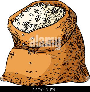 sac à toile de riz dessin vectoriel dessiné à la main Image Vectorielle ...