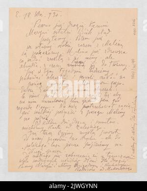 Lettre à Maria Mickiewiczówna avec le dessin "c'est bientôt le départ ...