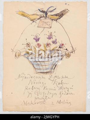 Lettre à Maria Mickiewiczówna avec un dessin montrant un panier de ...