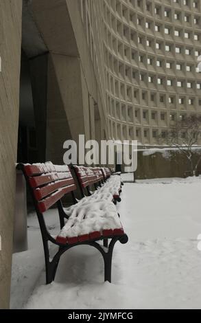 Bâtiment du siège social HUD--scènes de neige. Bâtiment du siège social ...