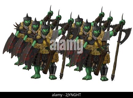 Armée des Orcs. Illustration de l'orc FANTASY. Gobelin avec dessin à l ...