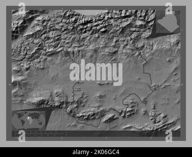Setif, province d'Algérie. Carte d'altitude à deux niveaux avec lacs et ...